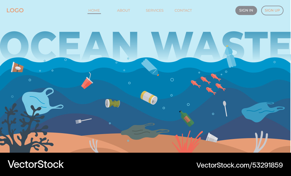 Ocean pollution garbage and rubbish tossed Vector Image