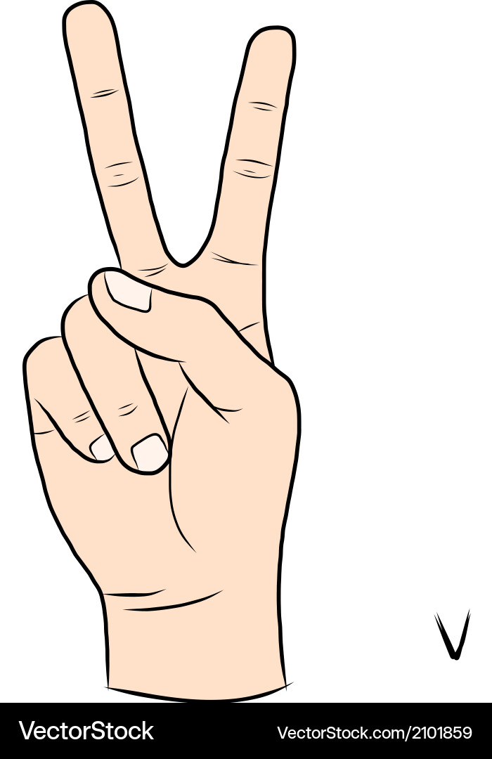 Sign language and the alphabetthe letter v Vector Image
