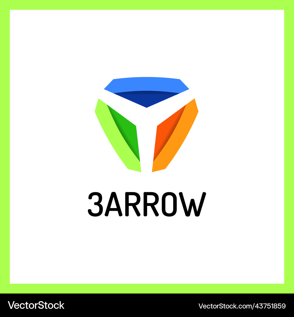 Three arrows logo shadow color Royalty Free Vector Image