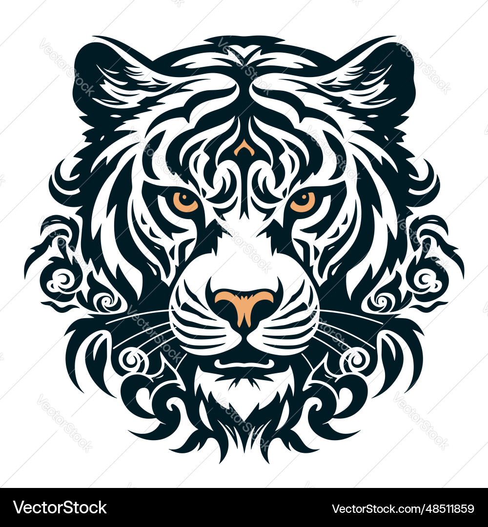 Tiger head in a tribal style Royalty Free Vector Image