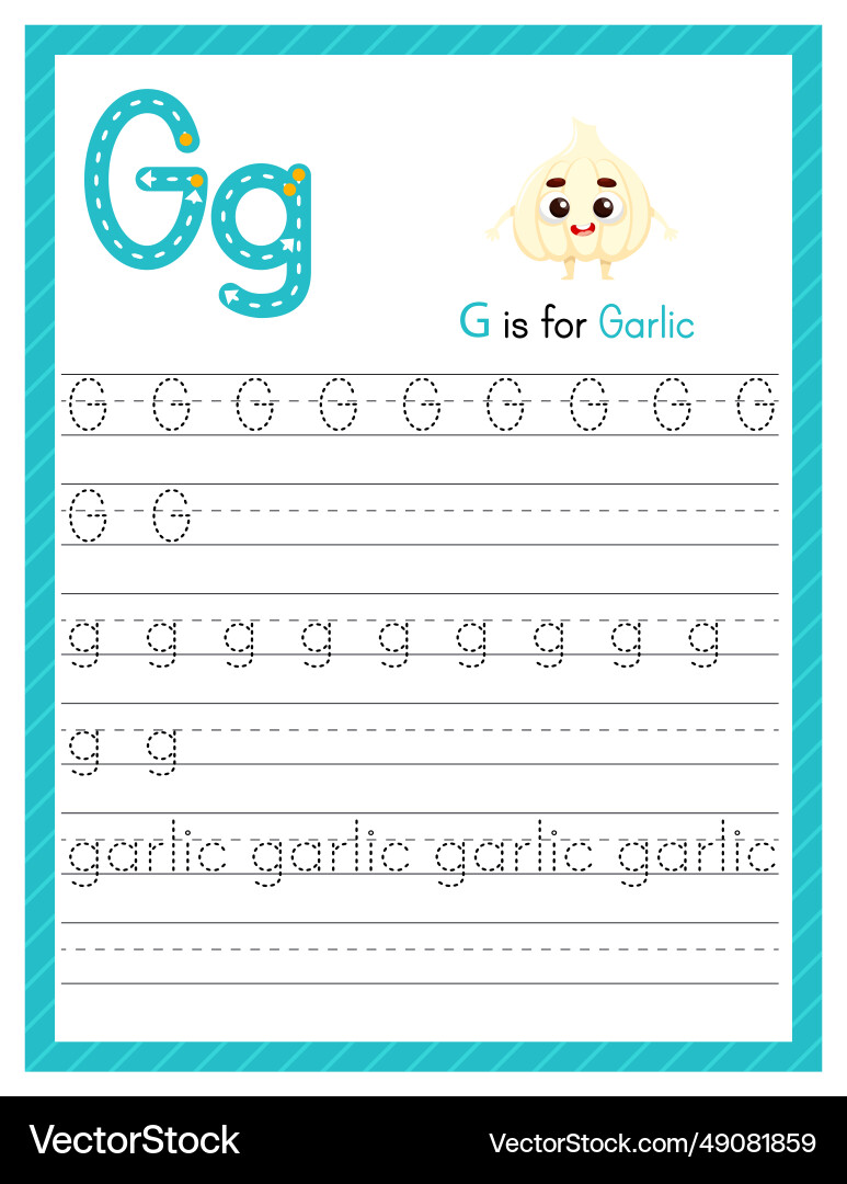 Trace letter g uppercase and lowercase alphabet Vector Image