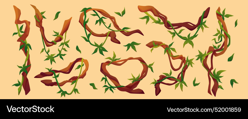 Vine jungle game frame forest element ivy Vector Image