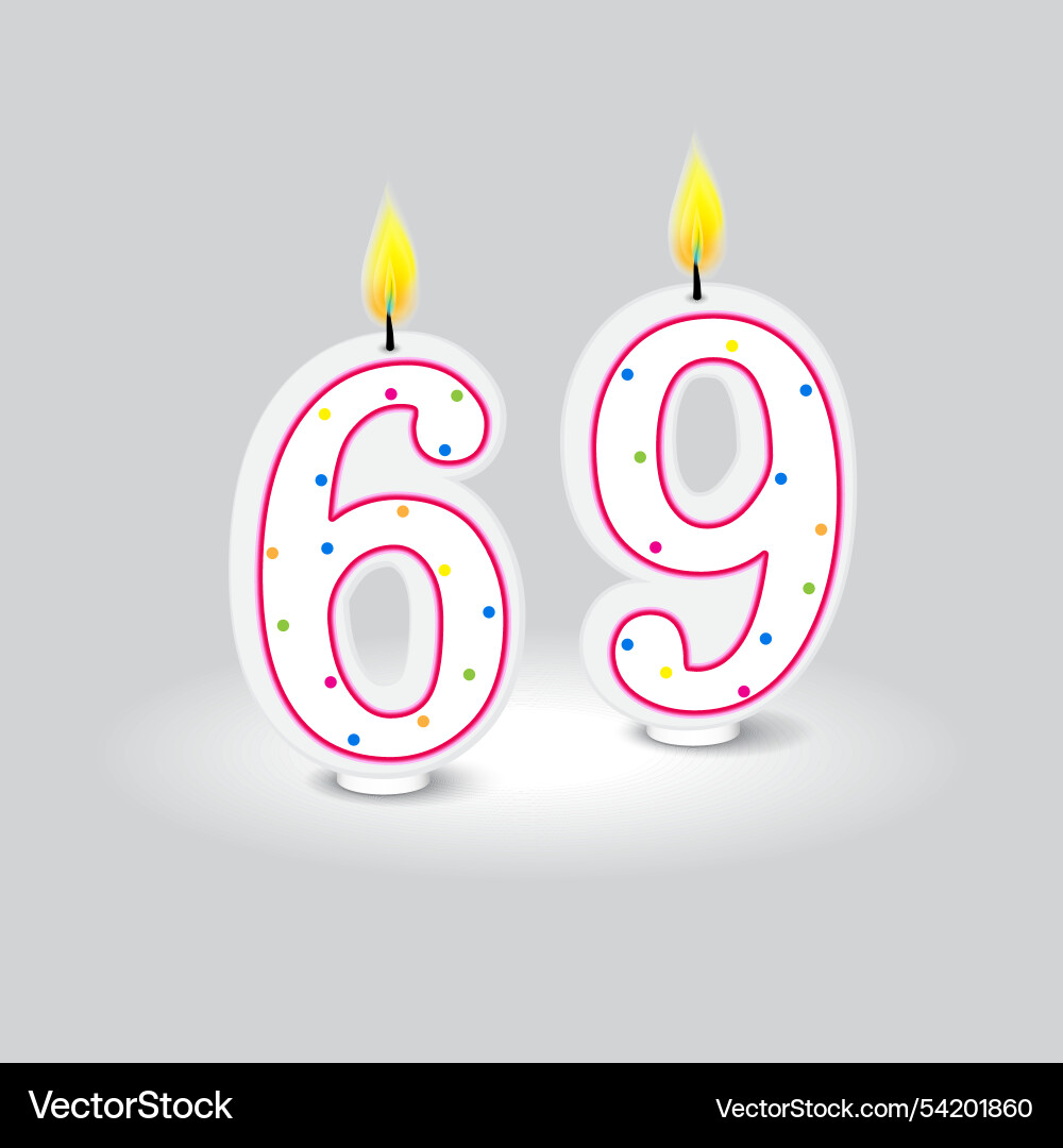Birthday candle numbers 69 gradient light top Vector Image