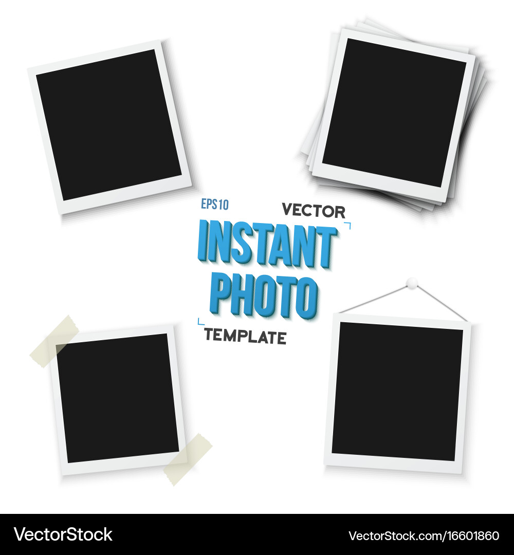Blank vintage photo frame mockup set isolated Vector Image