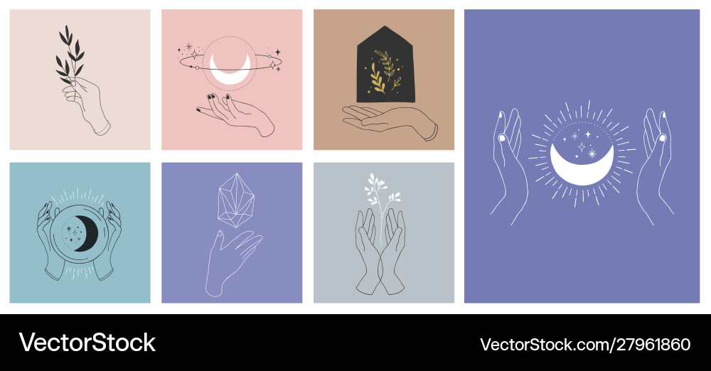 Collection fine hand drawn style logos Royalty Free Vector