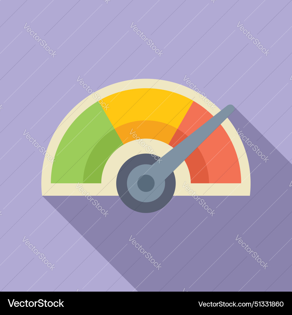 Colorful speedometer icon with shadow on purple Vector Image