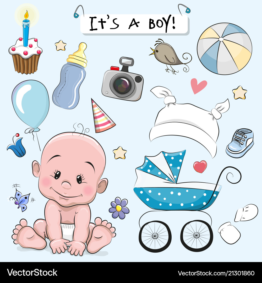 Cute Baby Elements Set Royalty Free Vector Image
