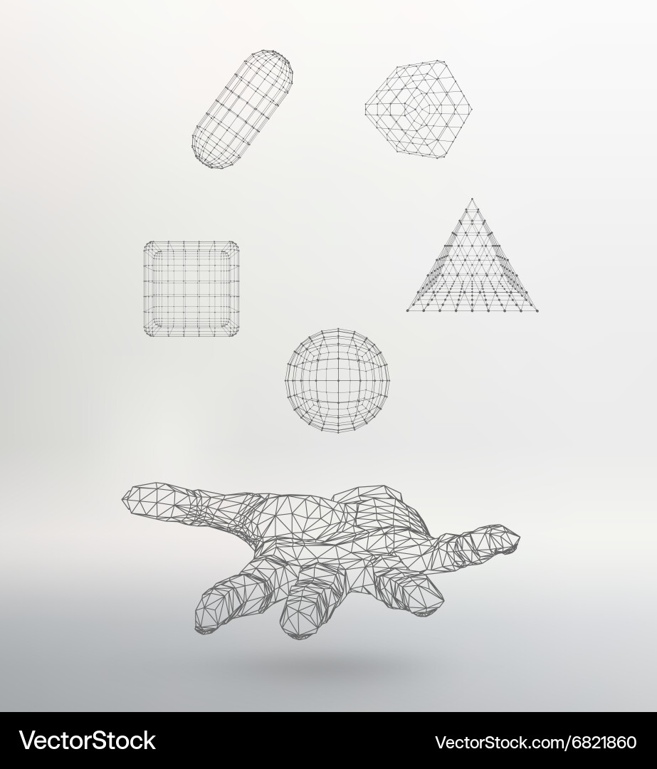 Geometric Shapes on Arm - Capsule & Pyramid Vector Image