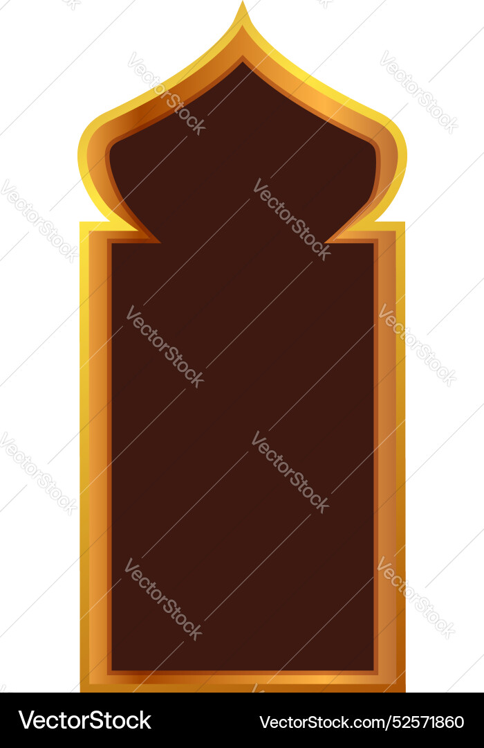 Golden islamic arabic window frame design element Vector Image
