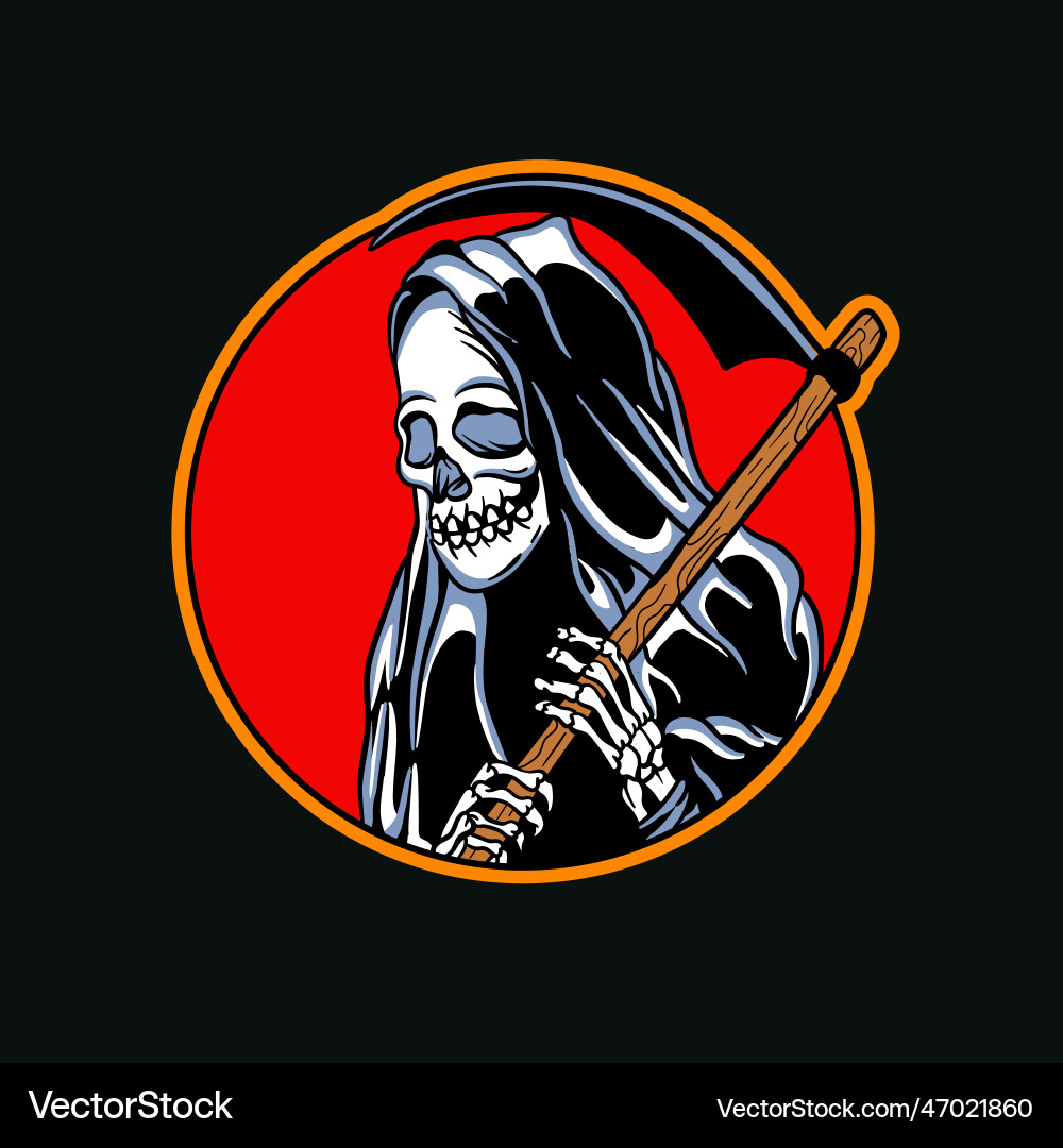 Hand drawn of grim reaper with scythe Royalty Free Vector