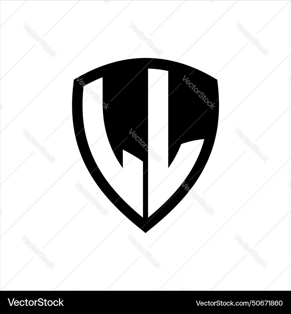 Ll monogram logo with bold letters shield shape Vector Image