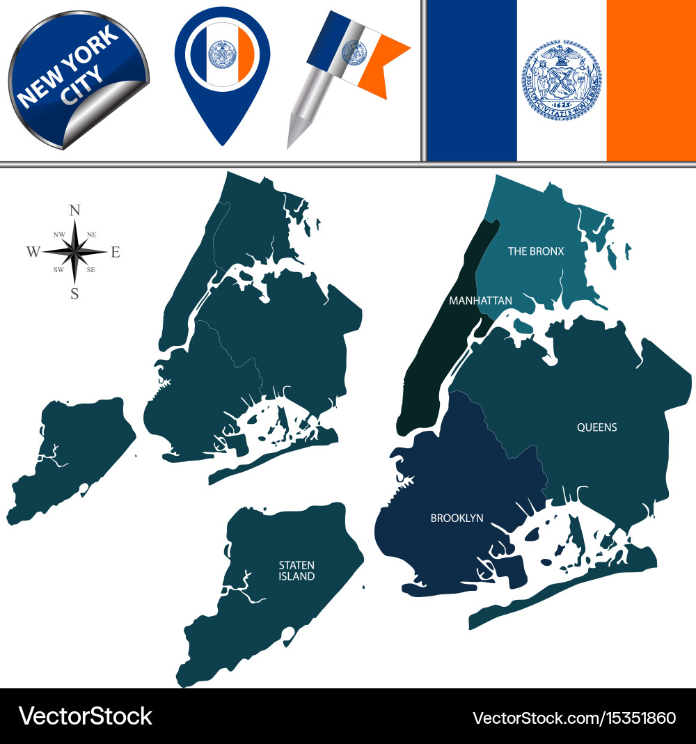 New York City Borough Map Royalty Free Vector Image