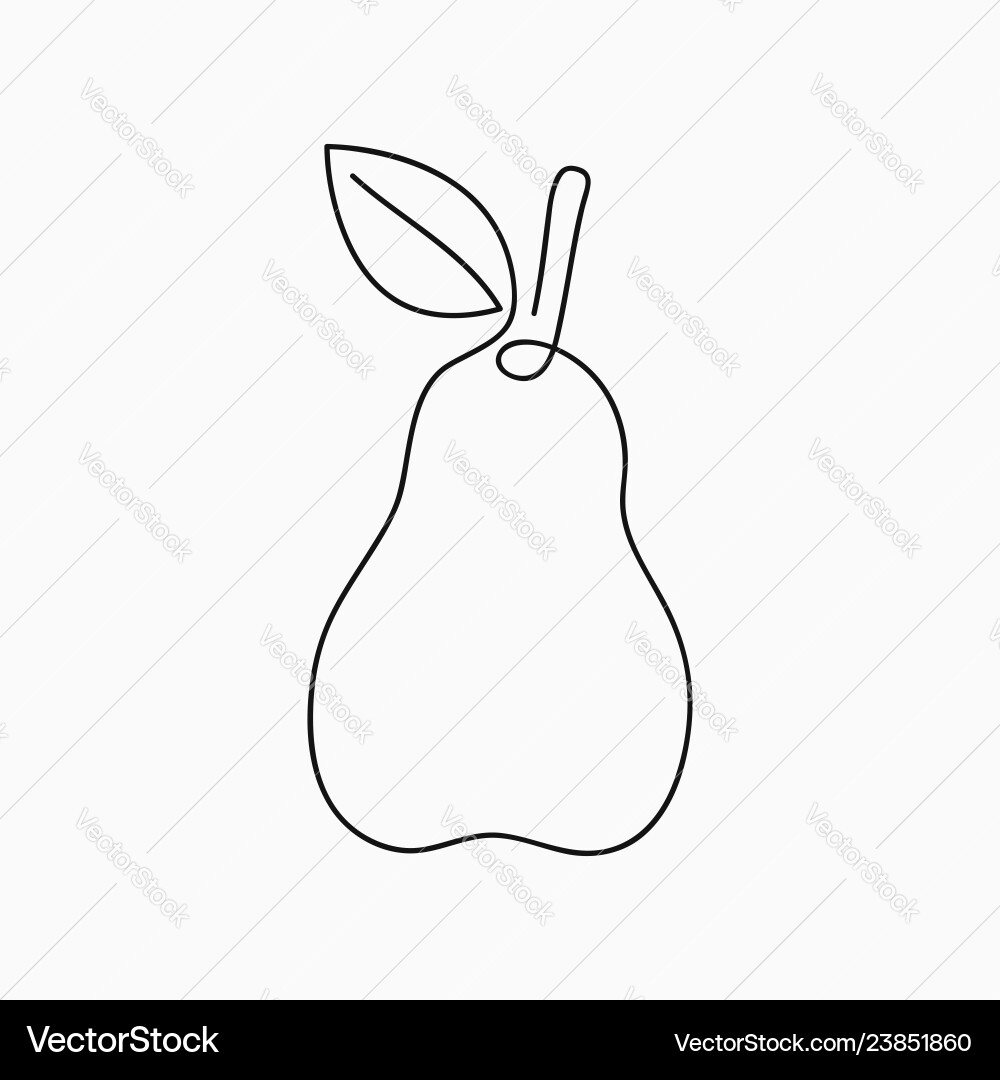 Pear - one line drawing continuous fruit Vector Image