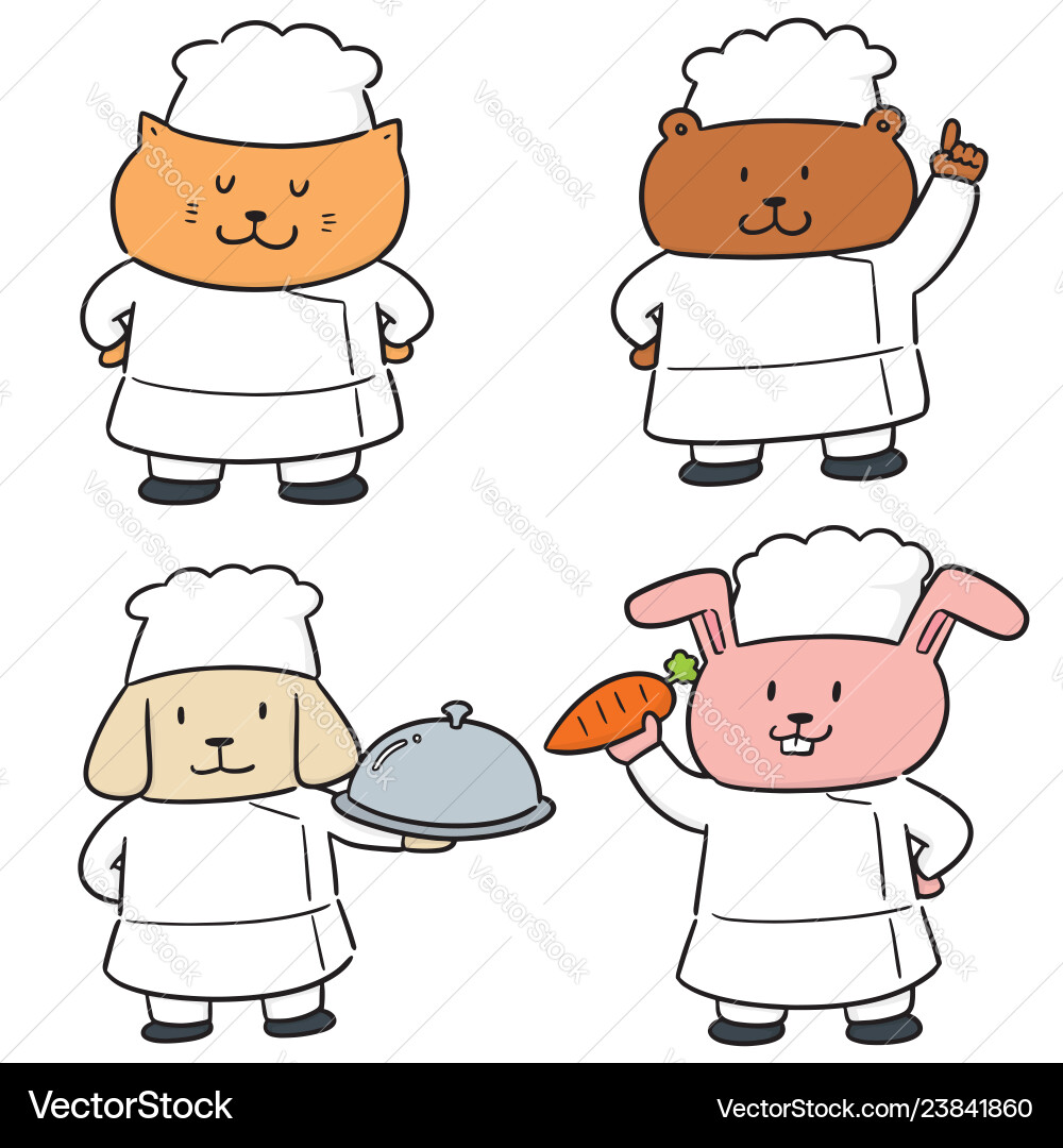 Set of animal chef Royalty Free Vector Image - VectorStock