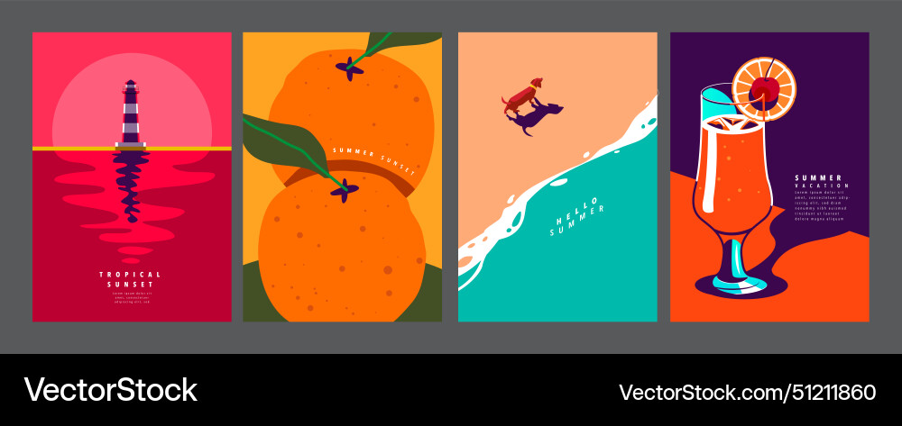 Summer layout set poster banner template flat Vector Image