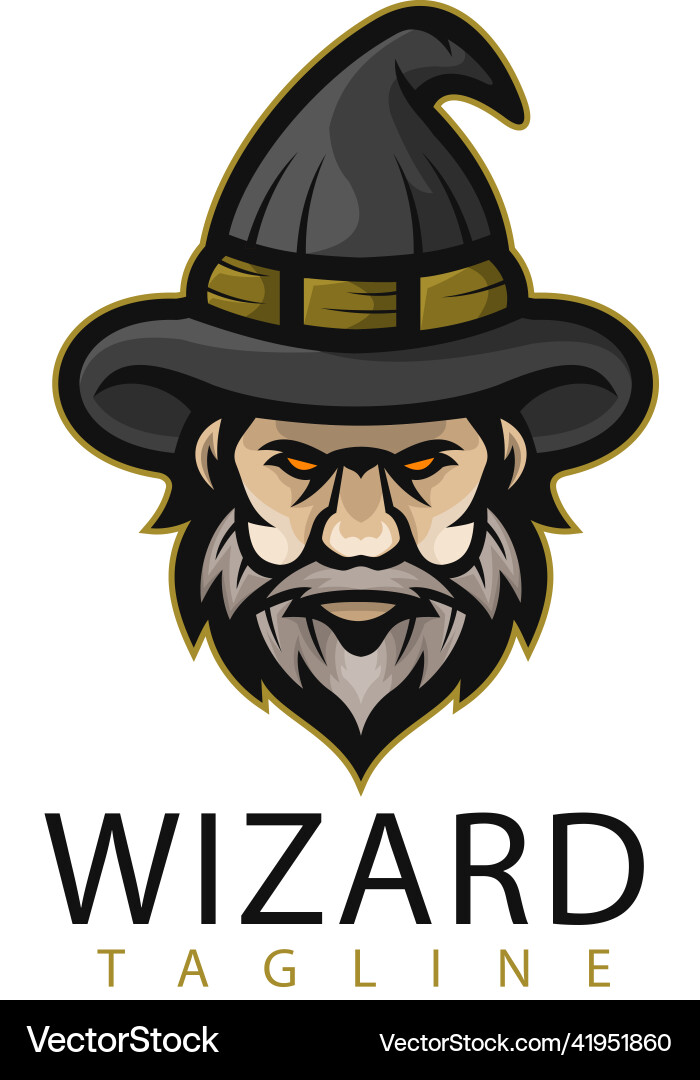 Wizard head character mascot logo Royalty Free Vector Image
