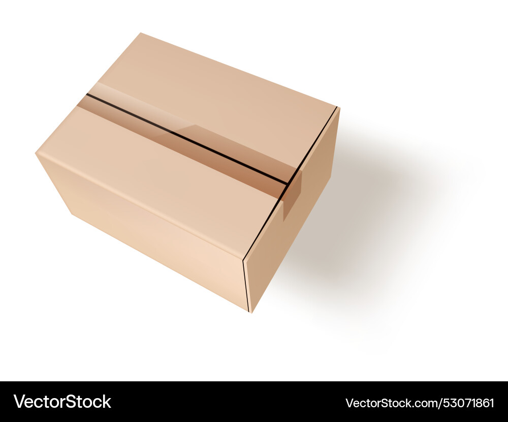 3d closed cardboard box flying isolated on white Vector Image