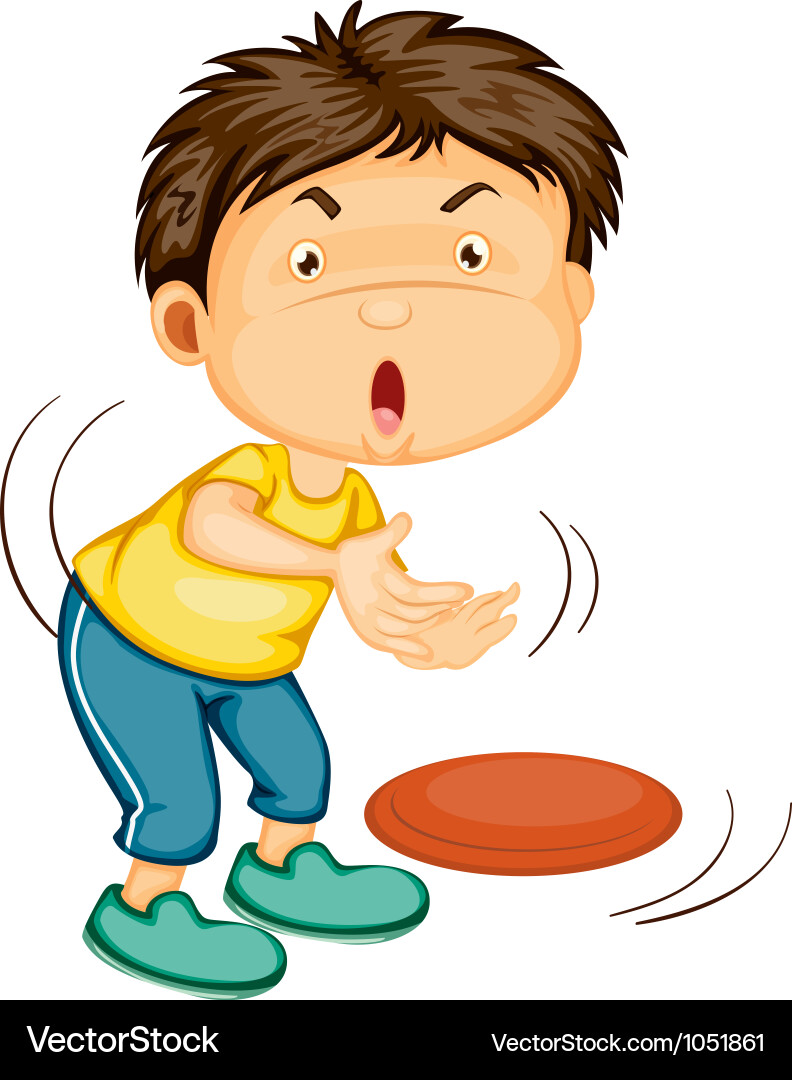 A boy playing disc Royalty Free Vector Image - VectorStock