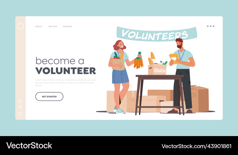 Become a volunteer landing page template Vector Image