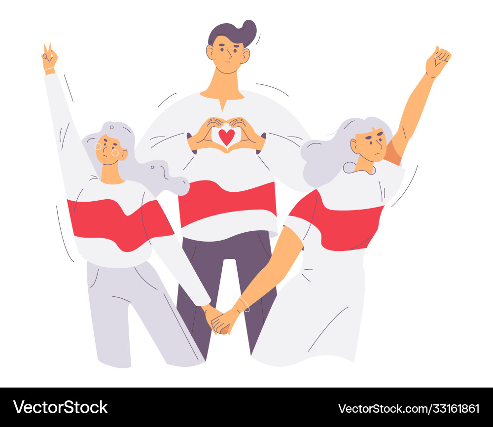 Belarus protest people in white and red flag Vector Image