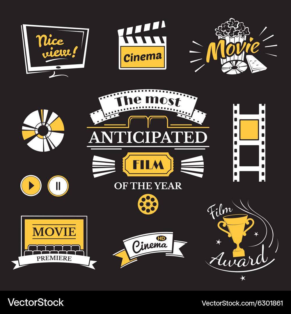 Cinema & Film Logos Set Royalty Free Vector Image