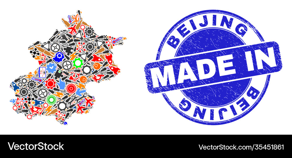 Component collage beijing city map and made Vector Image