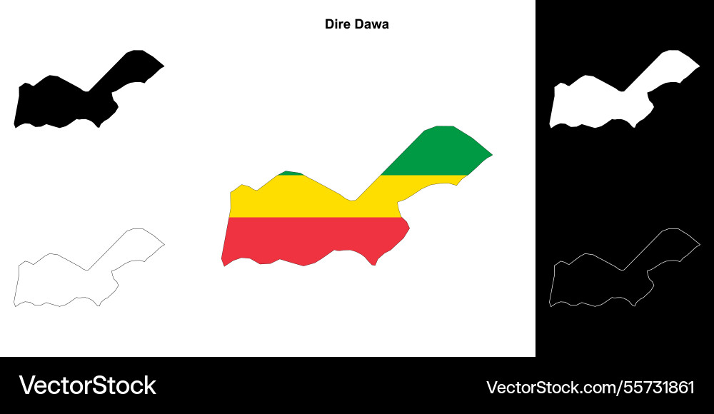 Dire dawa outline map Royalty Free Vector Image