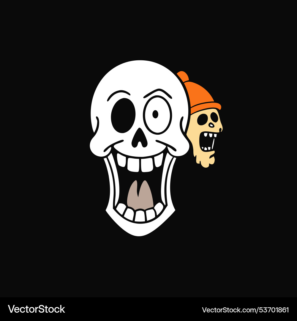 Evil mouth laughing human skull with open Vector Image