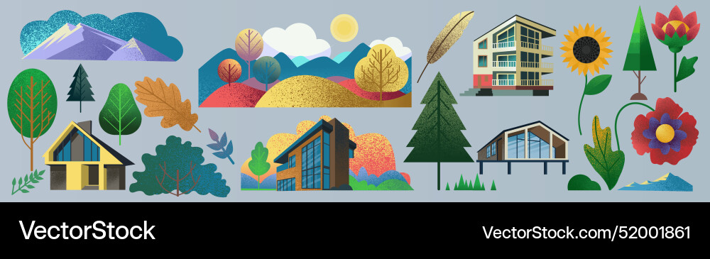 Landscape forest farm nature flat Royalty Free Vector Image