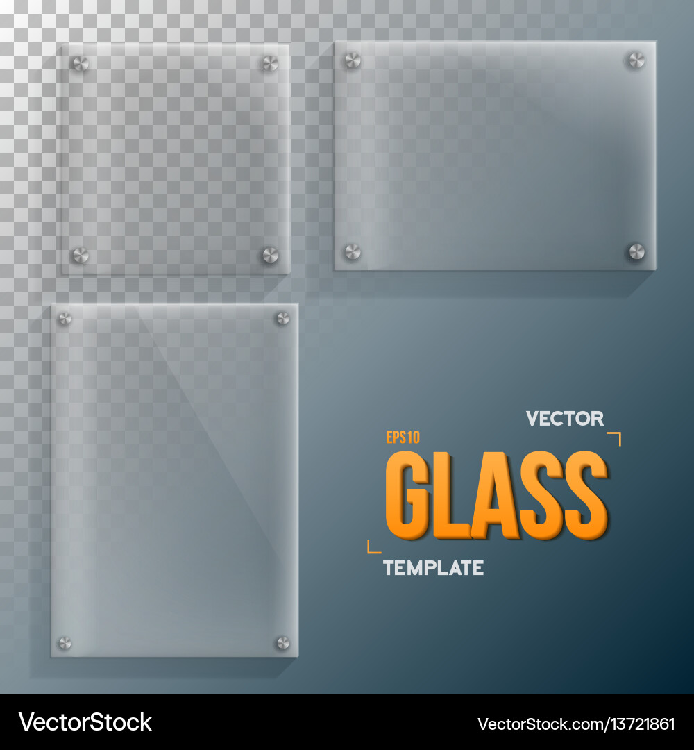 Realistic glass frame template set Royalty Free Vector Image