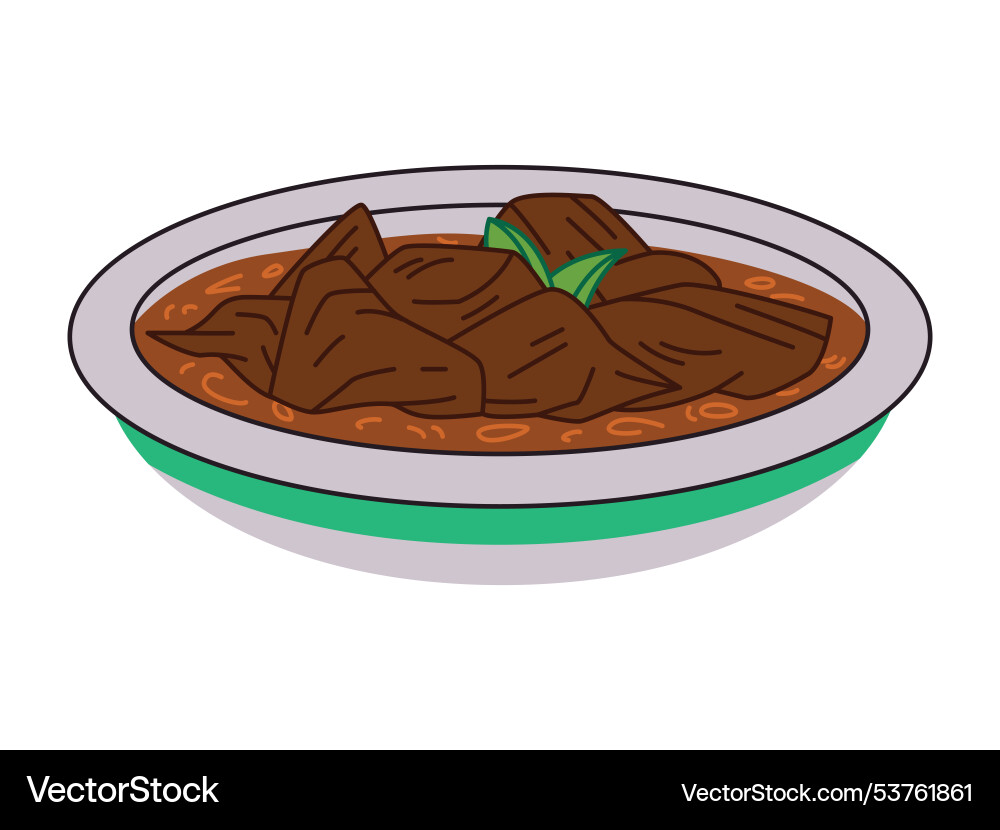 Rendang famous padang indonesia traditional Vector Image