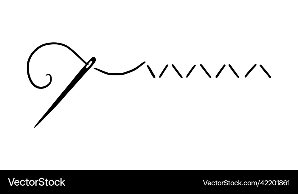 Tailor needle with thread Royalty Free Vector Image