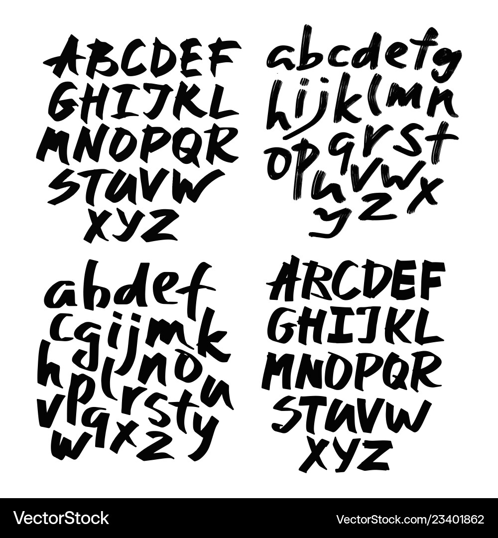 Alphabet lettersblack handwritten font drawn Vector Image