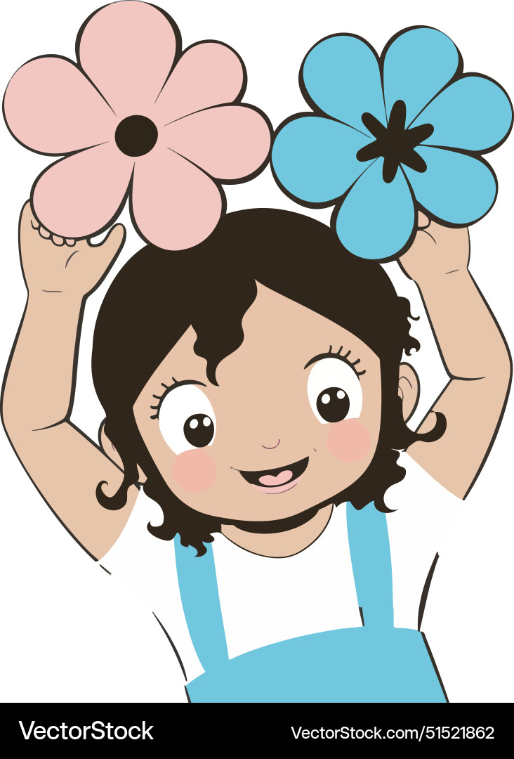 Child holding flowers – Free Vector | VectorStock