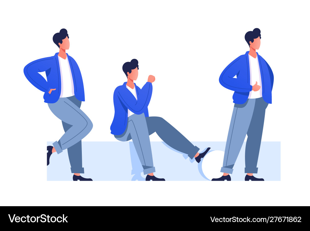 Male characters poses Royalty Free Vector Image