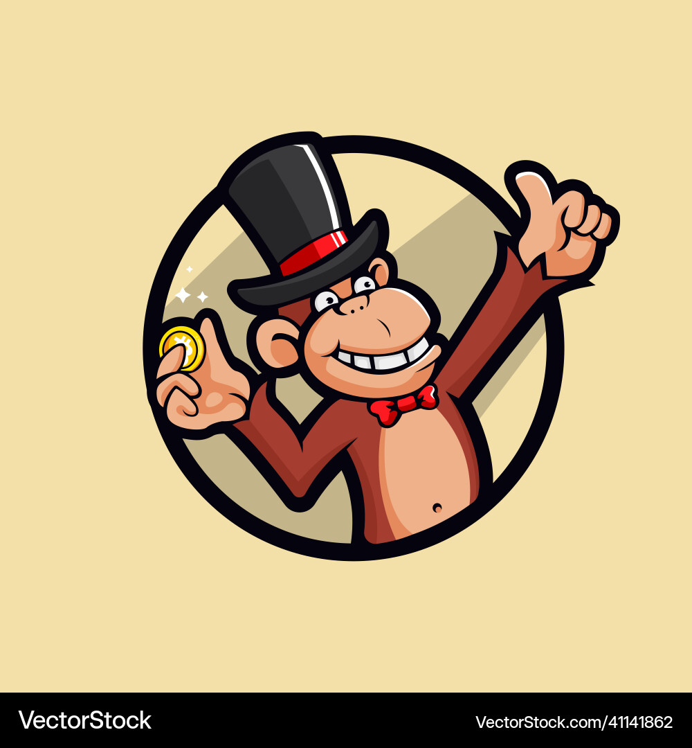 Monkey holding crypto coin Royalty Free Vector Image