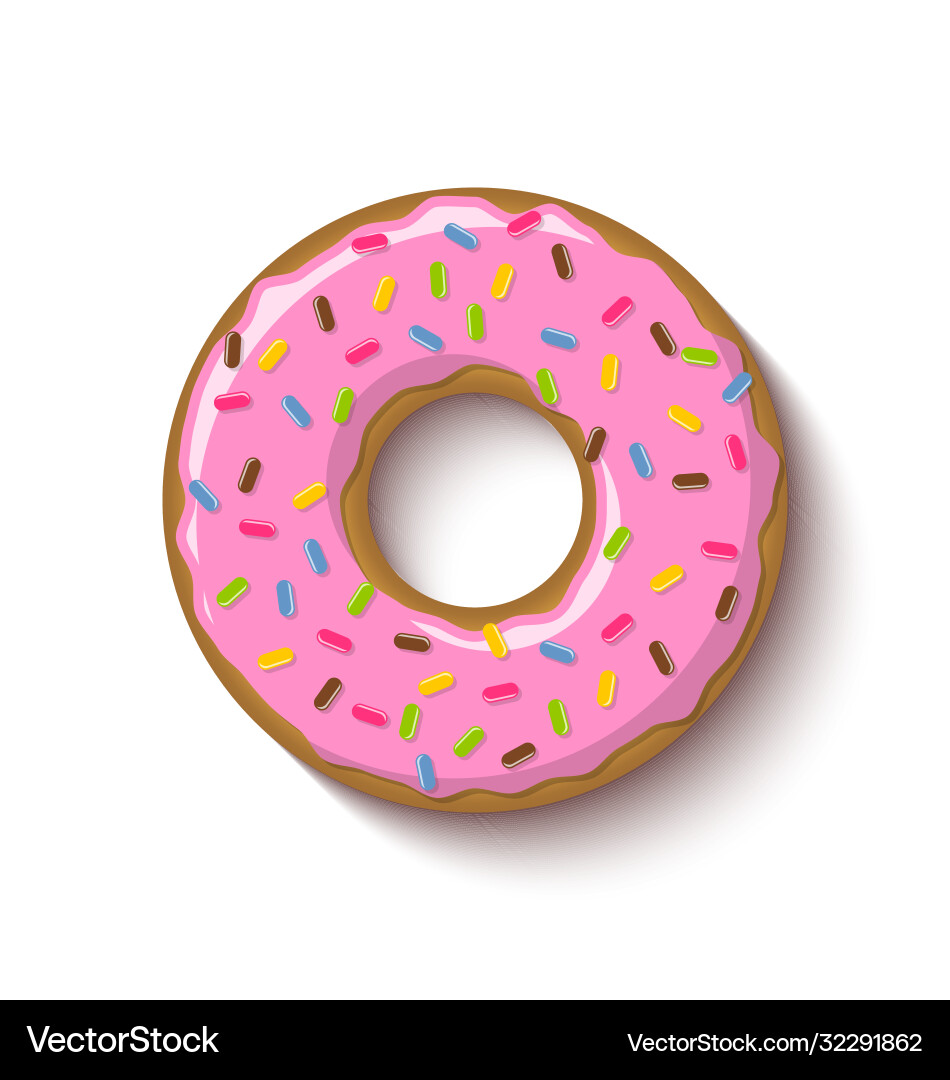 Ring shaped donut covered with strawberry Vector Image