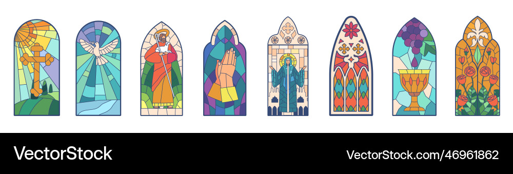 Stained Glass Window Set Royalty Free Vector Image