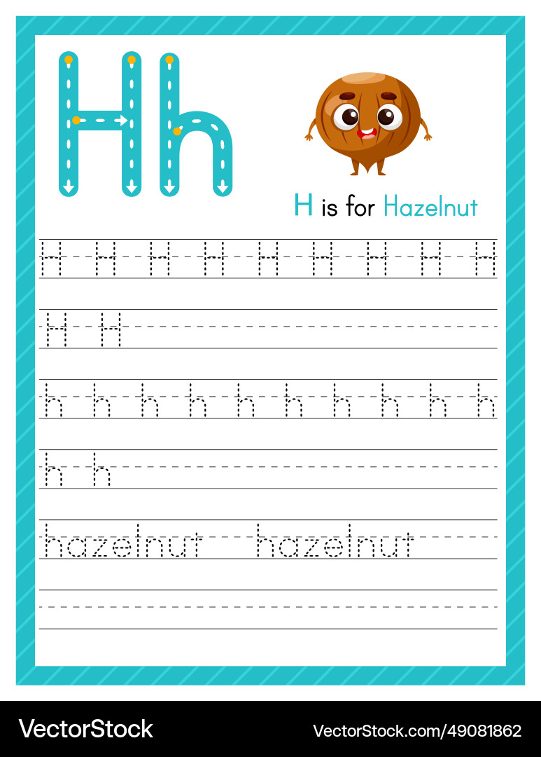 Trace letter h uppercase and lowercase alphabet Vector Image