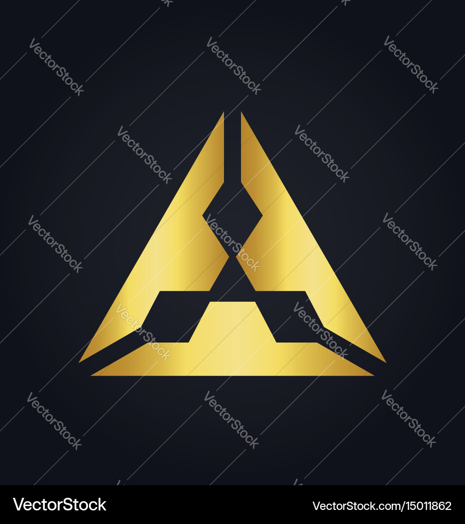 Triangle gold diamond logo Royalty Free Vector Image