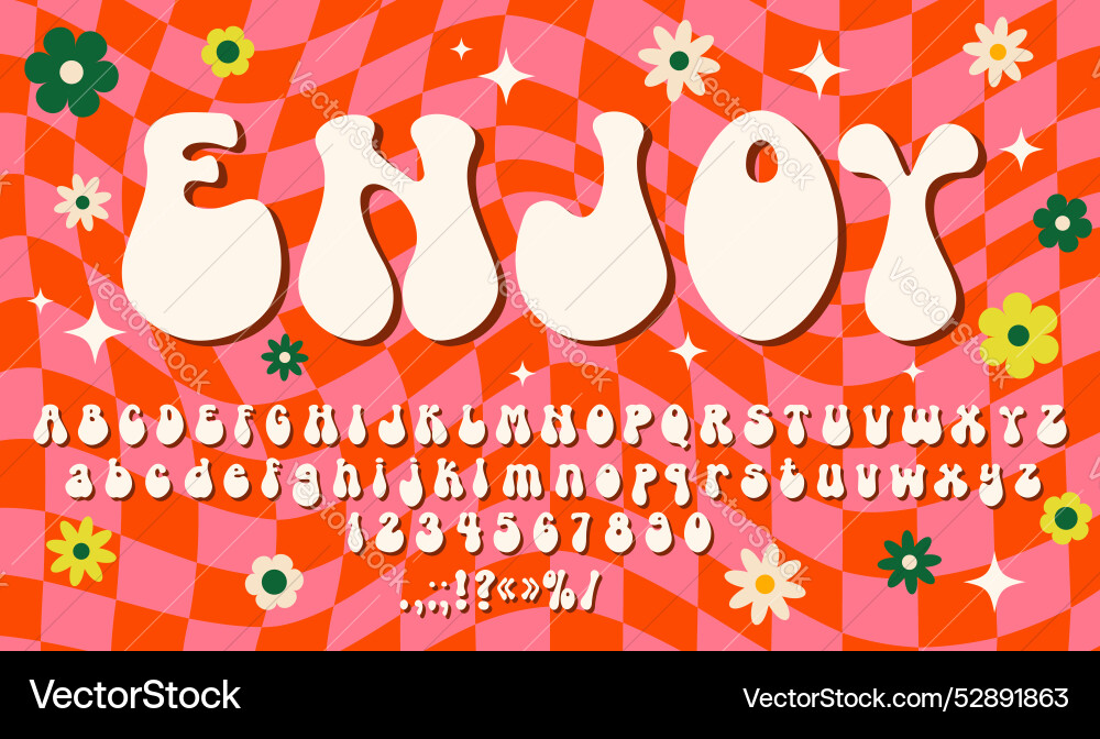 70s groovy psychedelic font 60s trippy typeface Vector Image