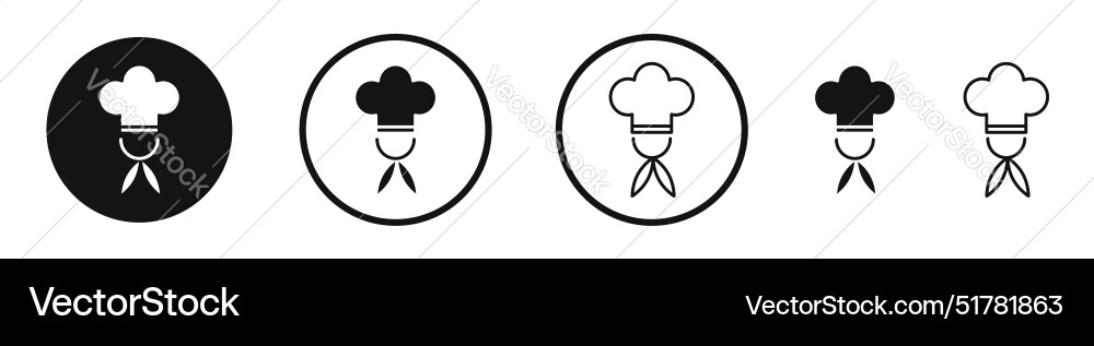 Chef icon set black filled and outlined style Vector Image