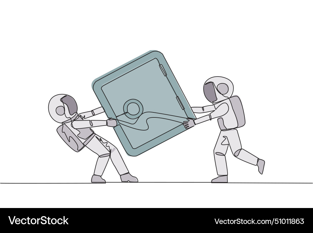 Continuous one line drawing two astronaut Vector Image