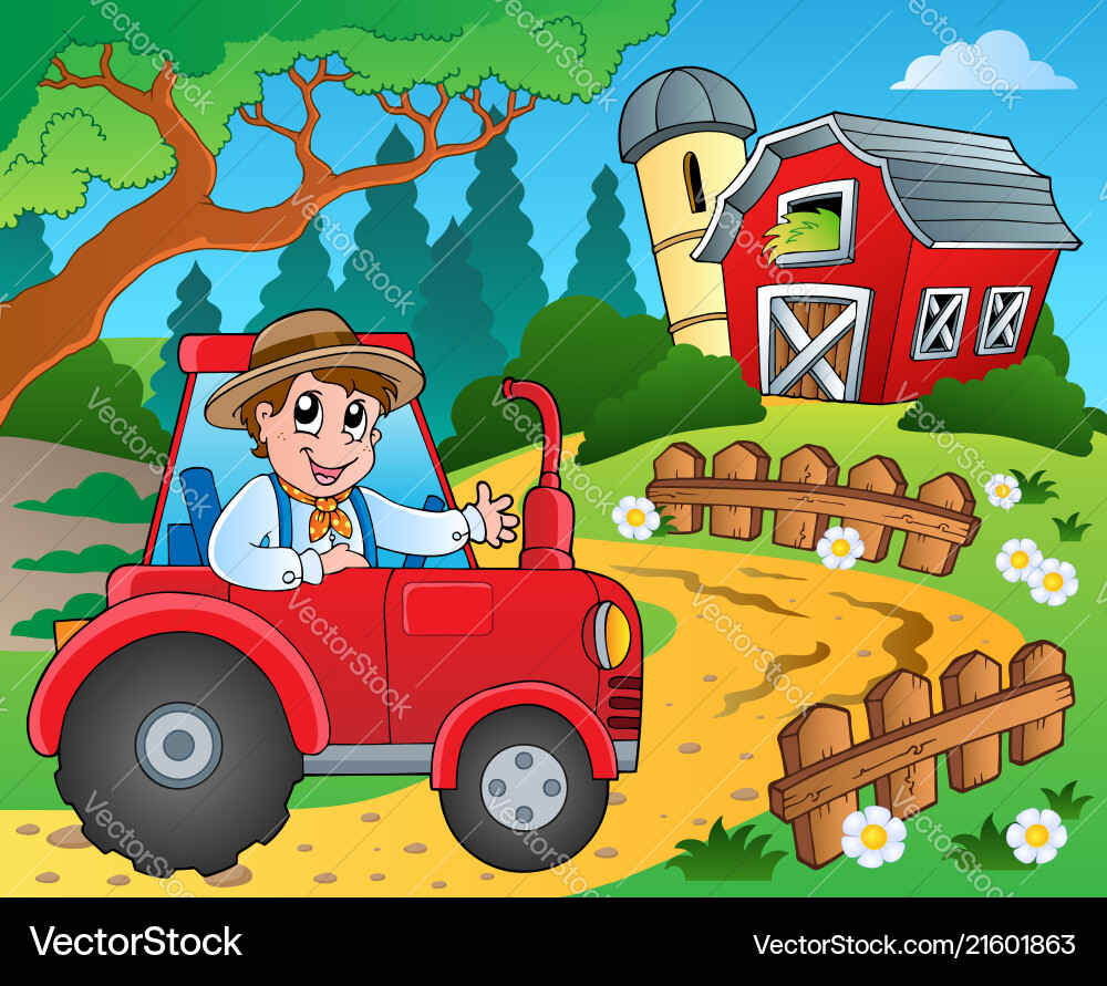 Farm theme with red barn 9 Royalty Free Vector Image