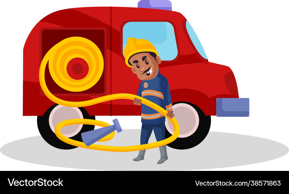 Firefighter cartoon character Royalty Free Vector Image