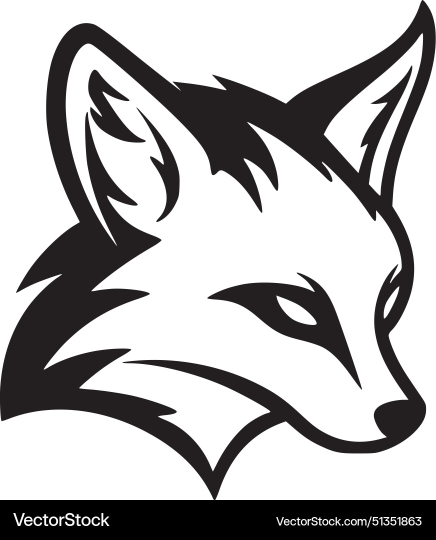 Fox - black and white Royalty Free Vector Image