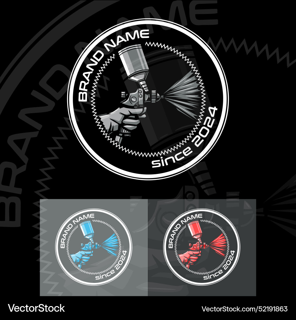 Hand with a spray bottle in logo on black Vector Image