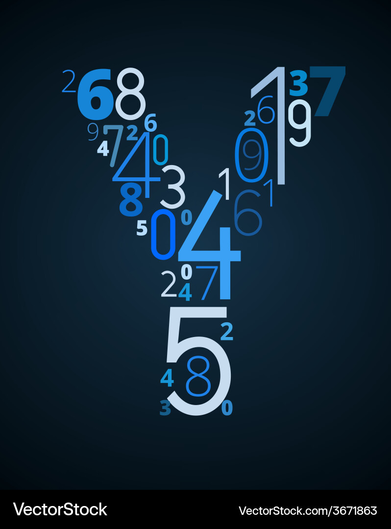 Letter y font from numbers Royalty Free Vector Image