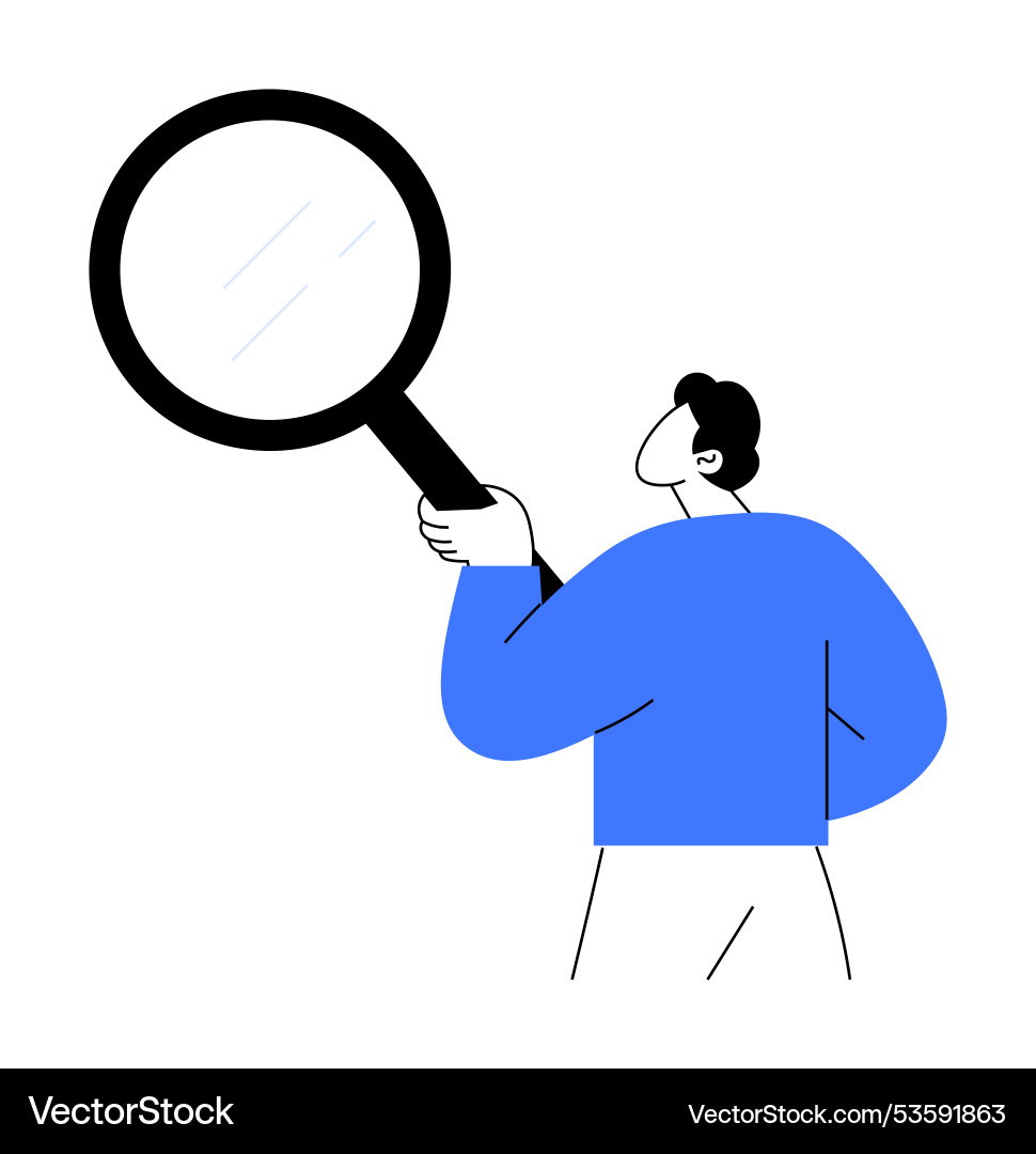 Person holding magnifying glass searching Vector Image