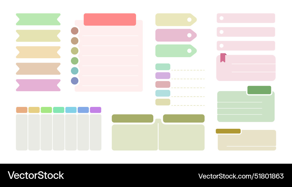 Set cute daily planner reminder shape Royalty Free Vector